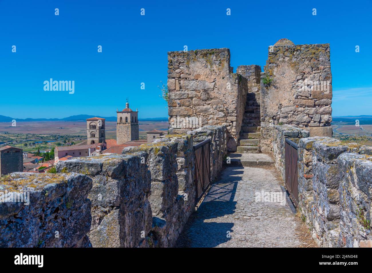 View of castle in Spanish town Trujillo Stock Photo - Alamy
