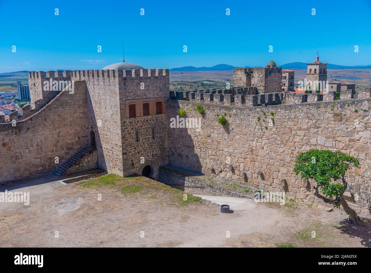 View of castle in Spanish town Trujillo Stock Photo - Alamy