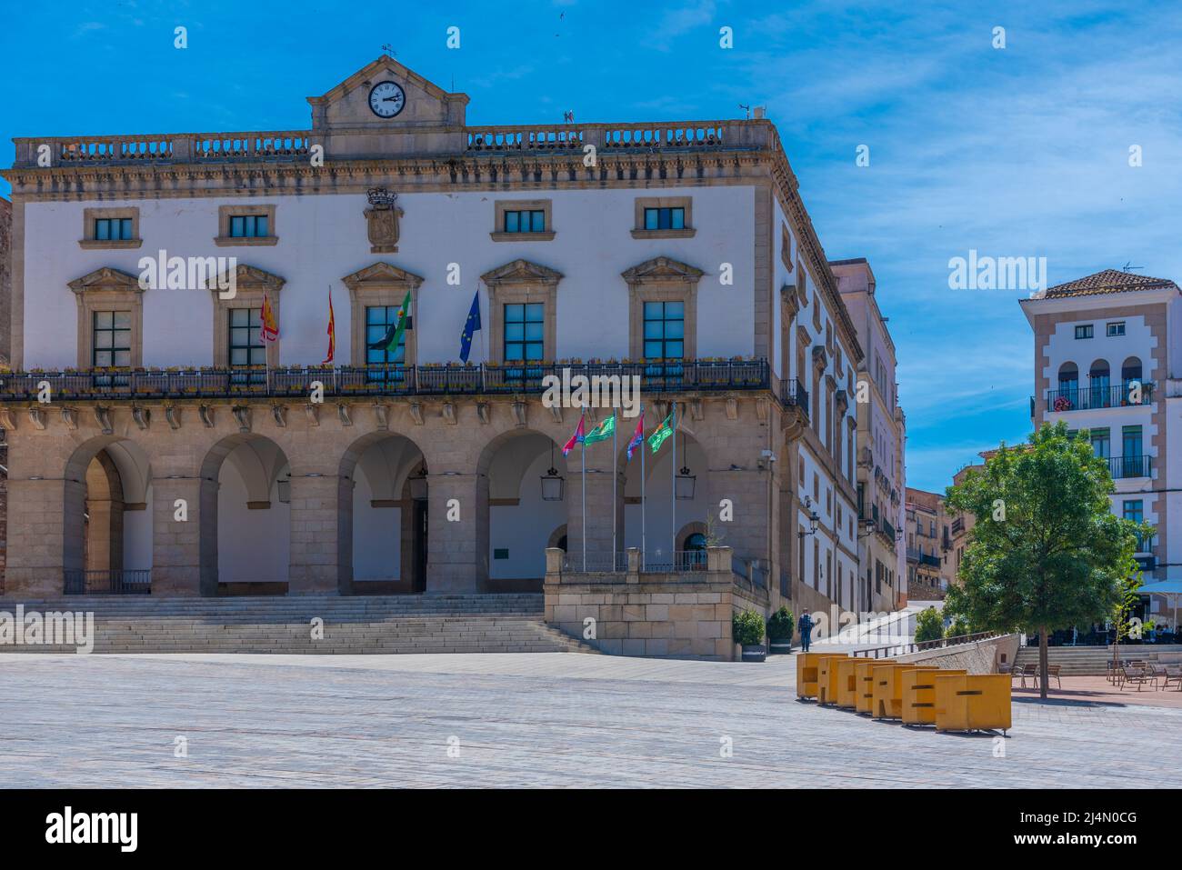 Plaza Mayor in Spanish town Caceres Stock Photo - Alamy