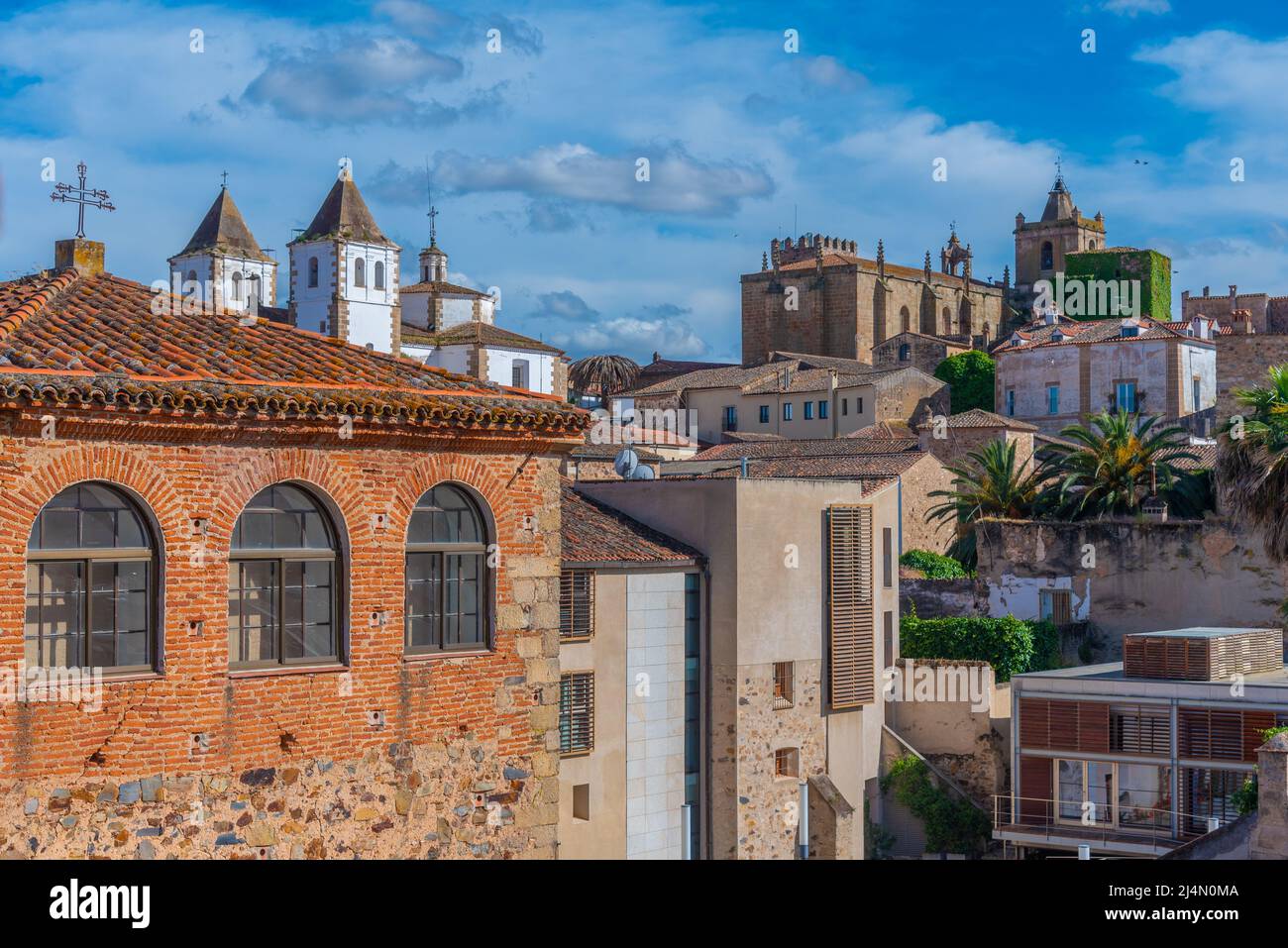 Aerial view of the old town of Spanish city Caceres Stock Photo - Alamy