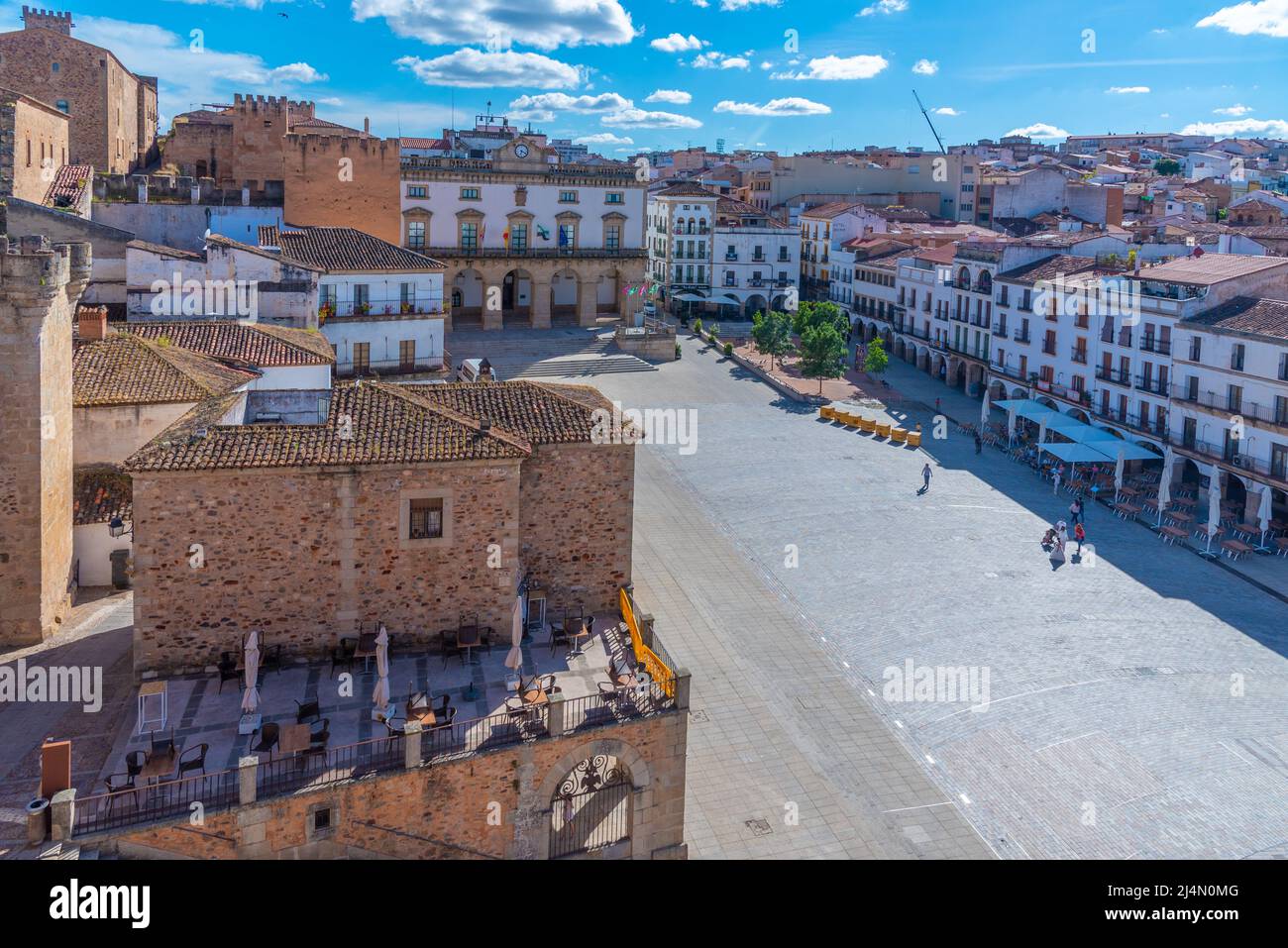 Plaza Mayor in Spanish town Caceres Stock Photo - Alamy