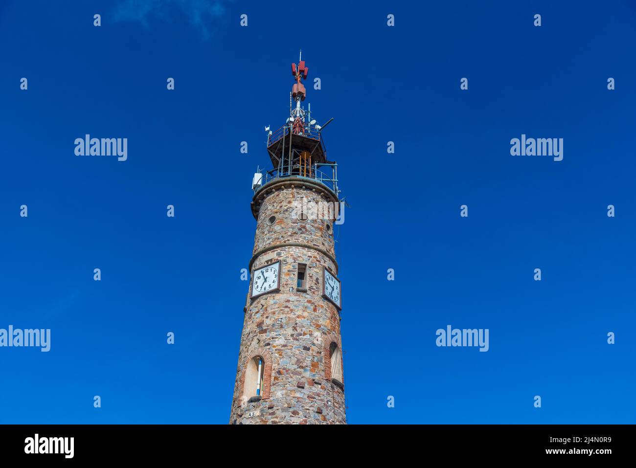 Clock tower in Spanish town Caceres Stock Photo - Alamy