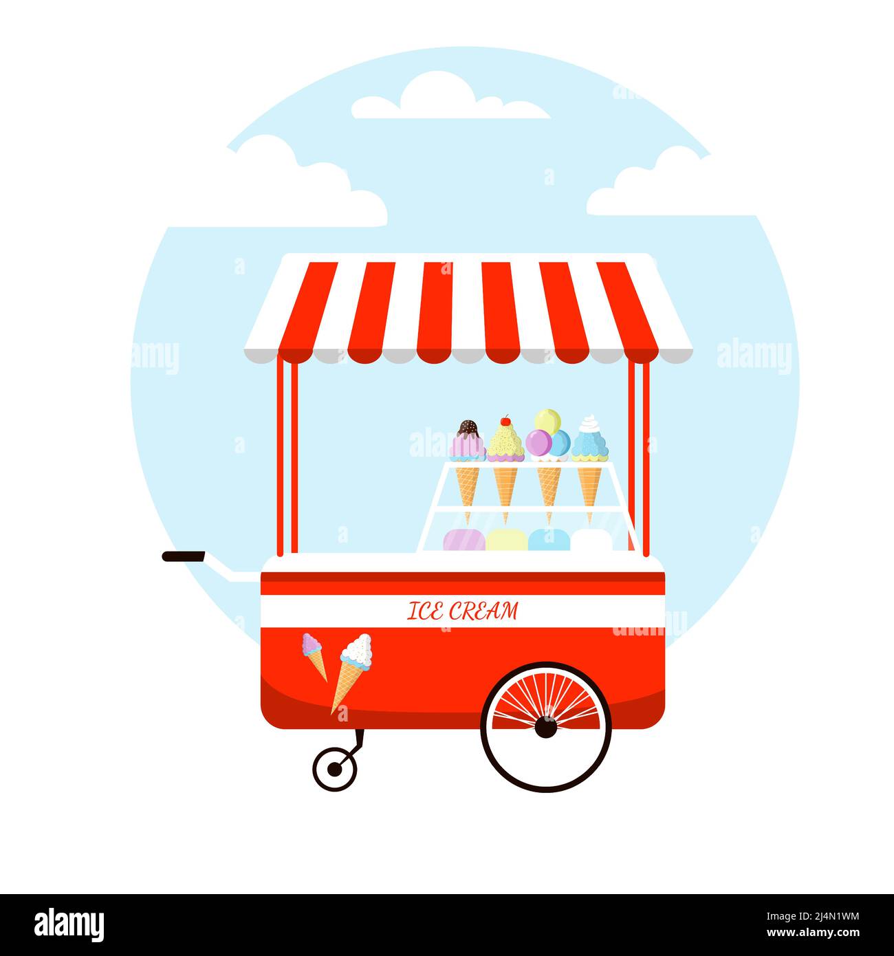 Ice cream cart vector illustration sales concept Stock Vector Image ...