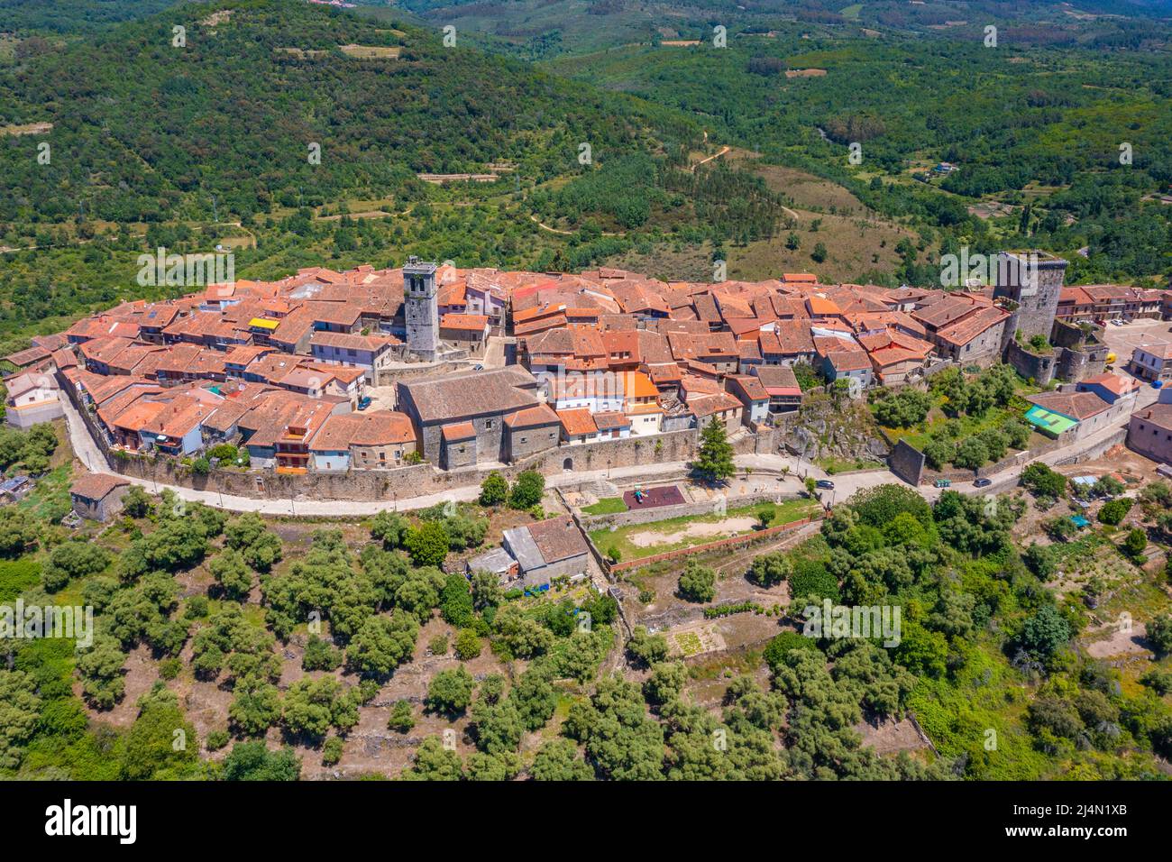 Aerial view of Miranda del Castanar village in Spain Stock Photo - Alamy