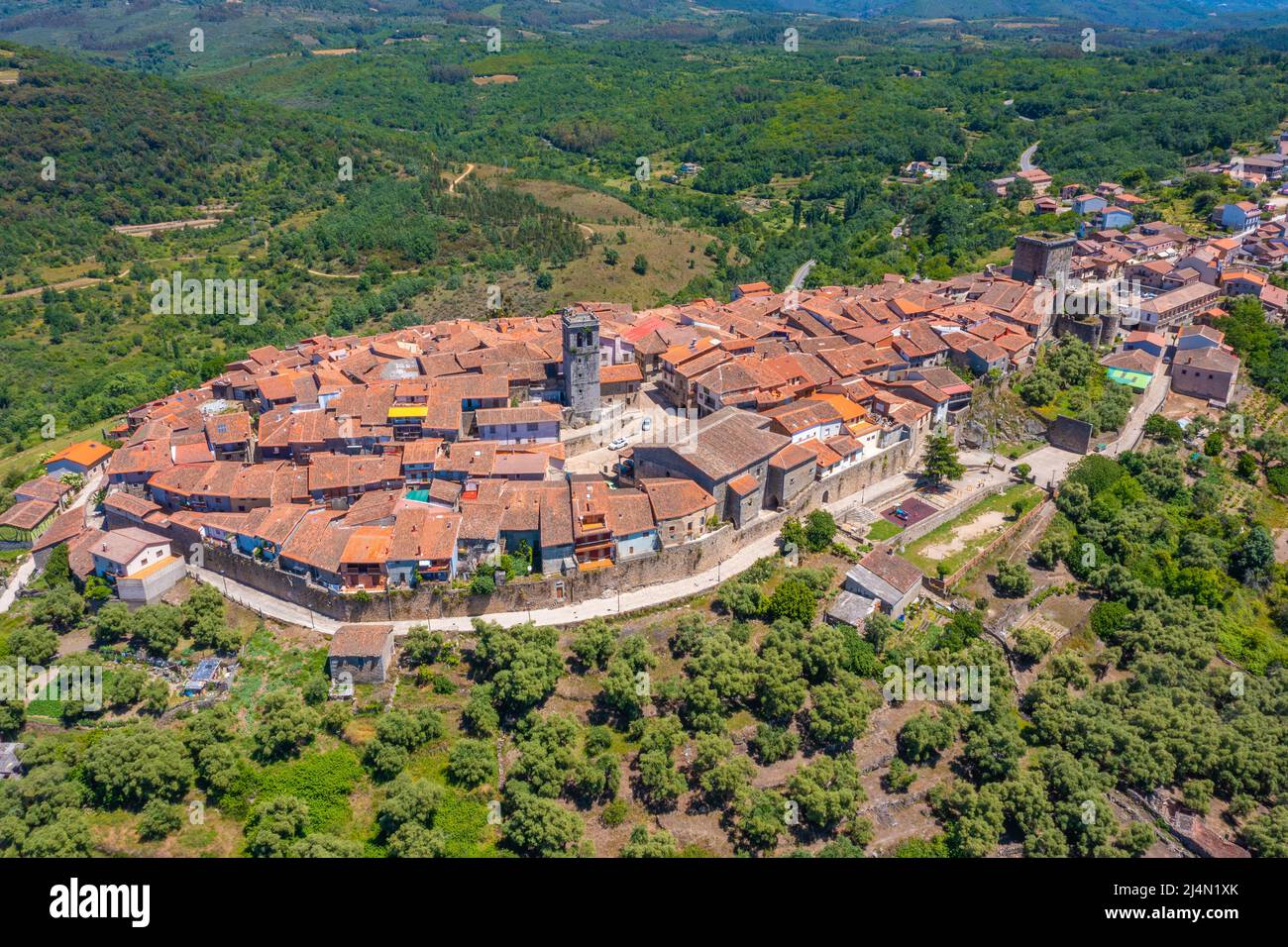 Aerial view of Miranda del Castanar village in Spain Stock Photo - Alamy