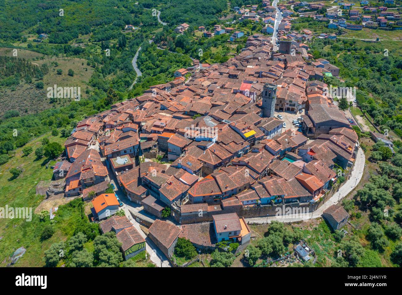 Aerial view of Miranda del Castanar village in Spain Stock Photo - Alamy