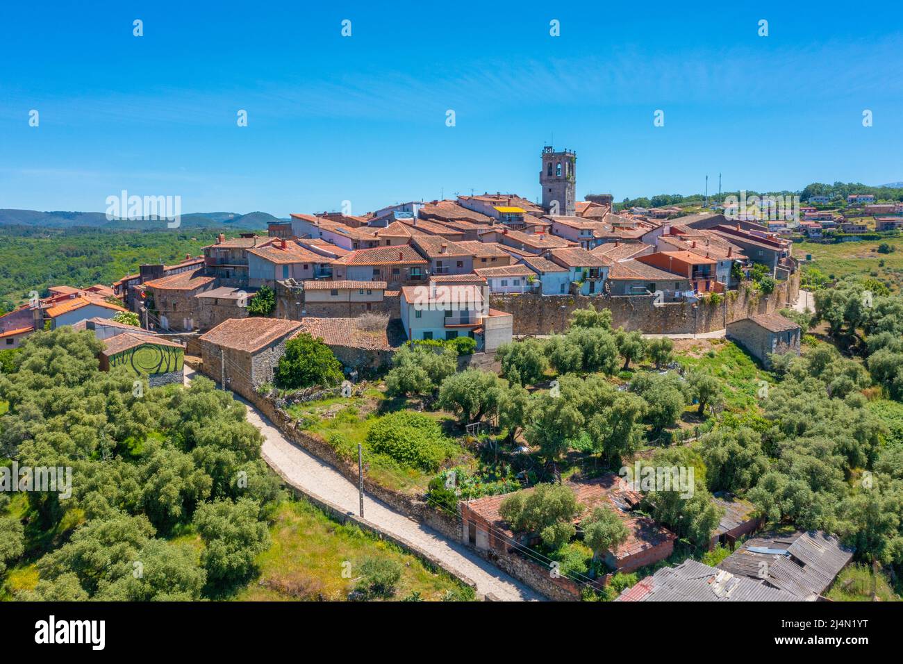 Aerial view of Miranda del Castanar village in Spain Stock Photo - Alamy