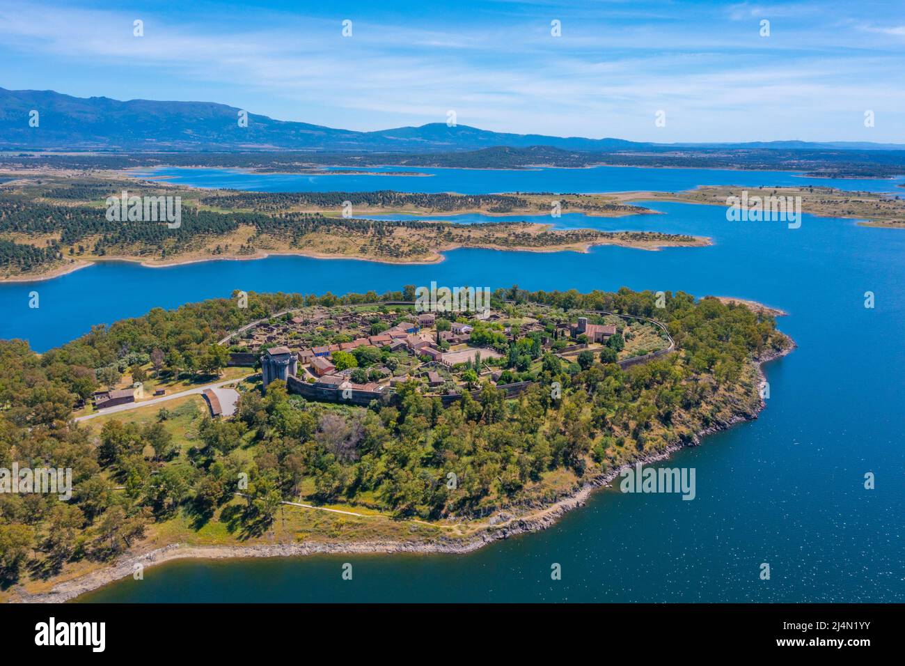 Aerial view of Granadilla fortified village in Spain Stock Photo - Alamy