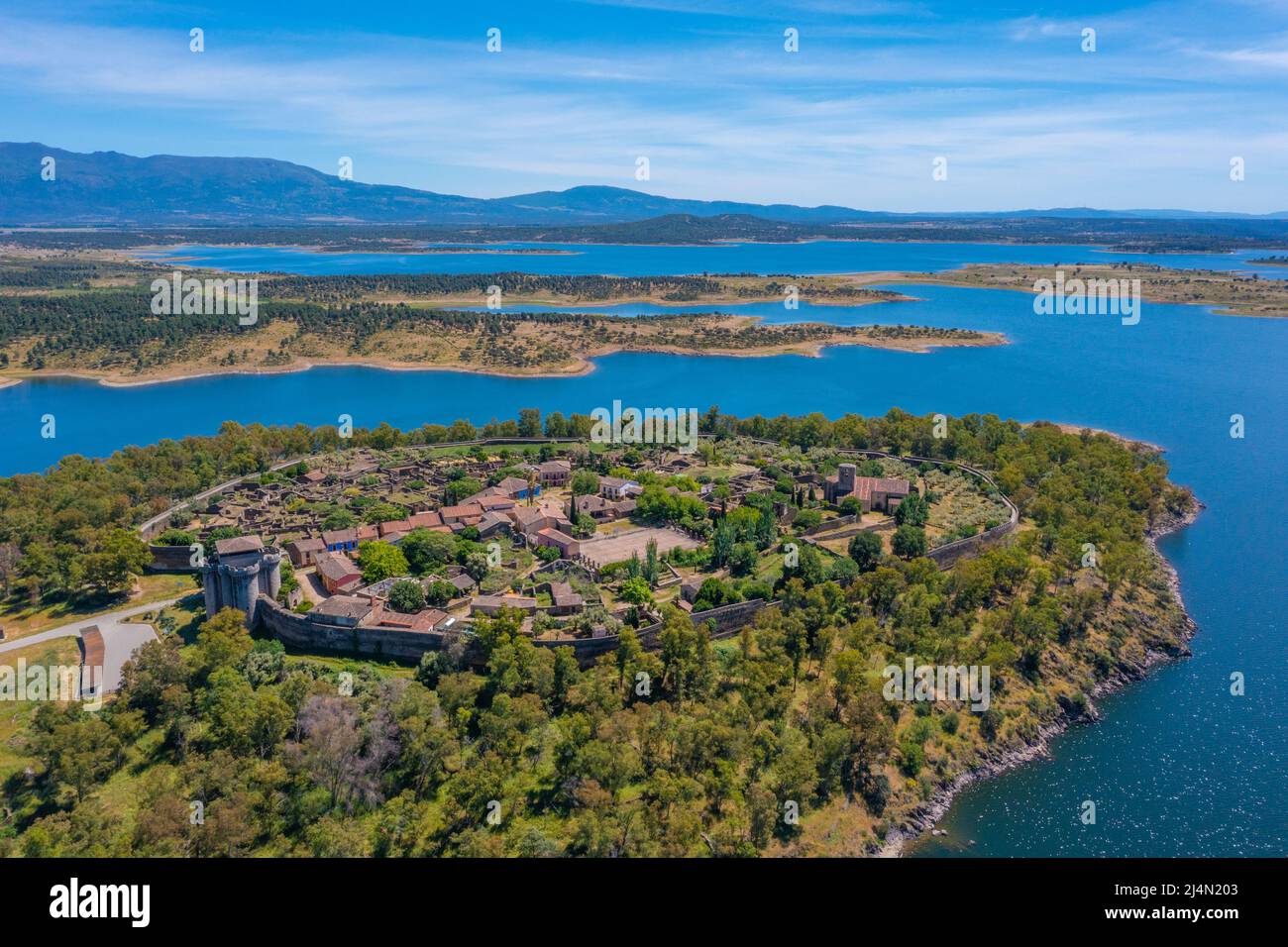 Aerial view of Granadilla fortified village in Spain Stock Photo - Alamy