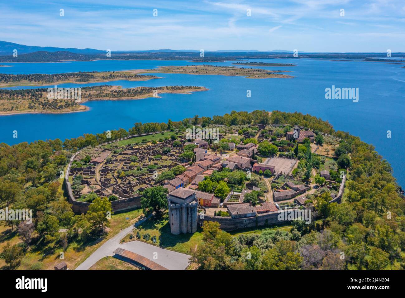 Aerial view of Granadilla fortified village in Spain Stock Photo - Alamy