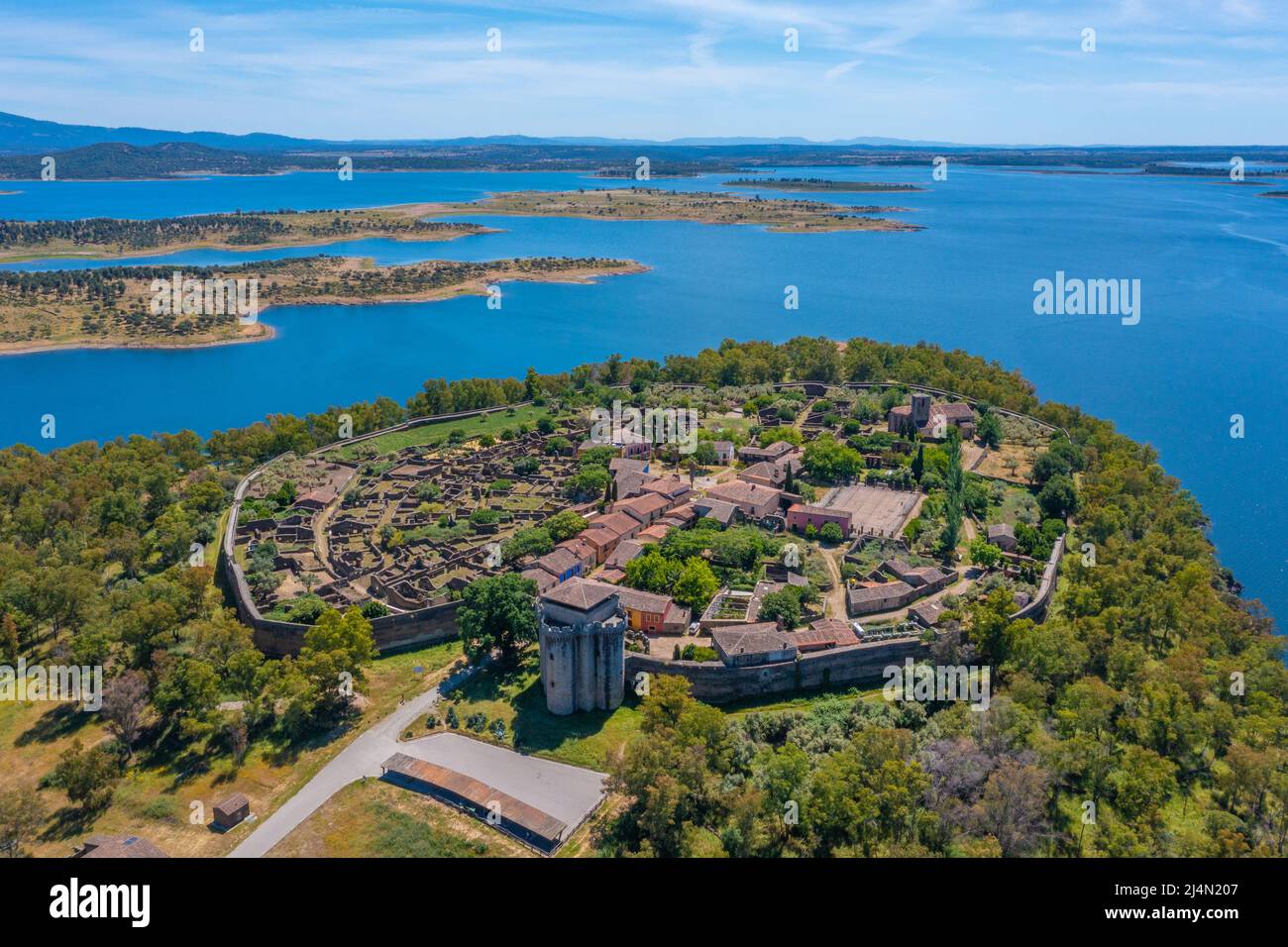 Aerial view of Granadilla fortified village in Spain Stock Photo - Alamy