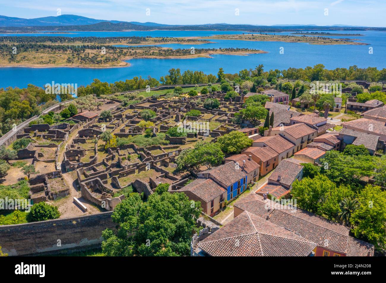 Aerial view of Granadilla fortified village in Spain Stock Photo - Alamy