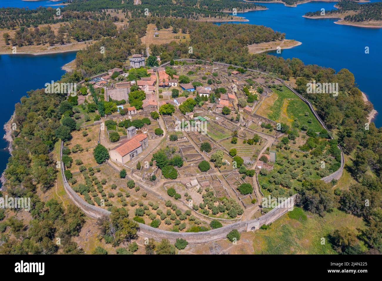 Aerial view of Granadilla fortified village in Spain Stock Photo - Alamy