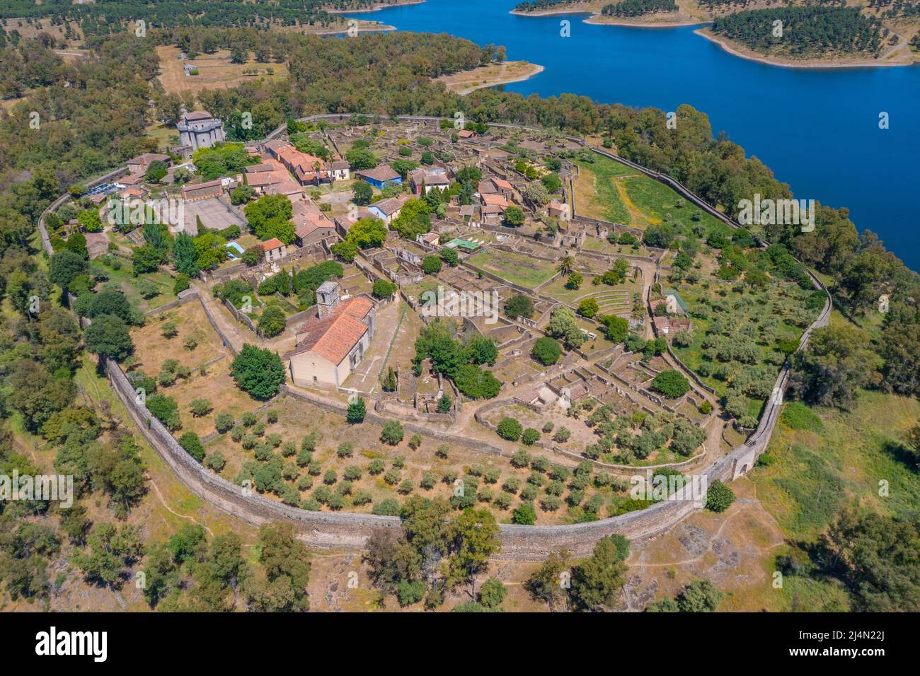 Aerial view of Granadilla fortified village in Spain Stock Photo - Alamy
