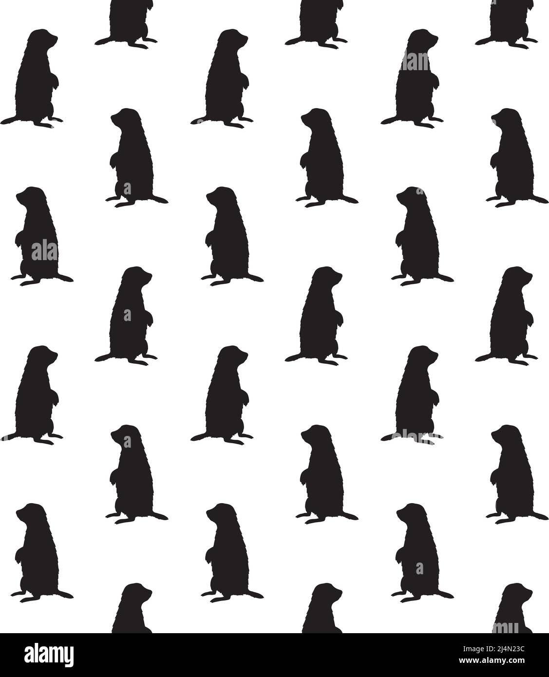 Vector seamless pattern of black groundhog marmot silhouette isolated ...