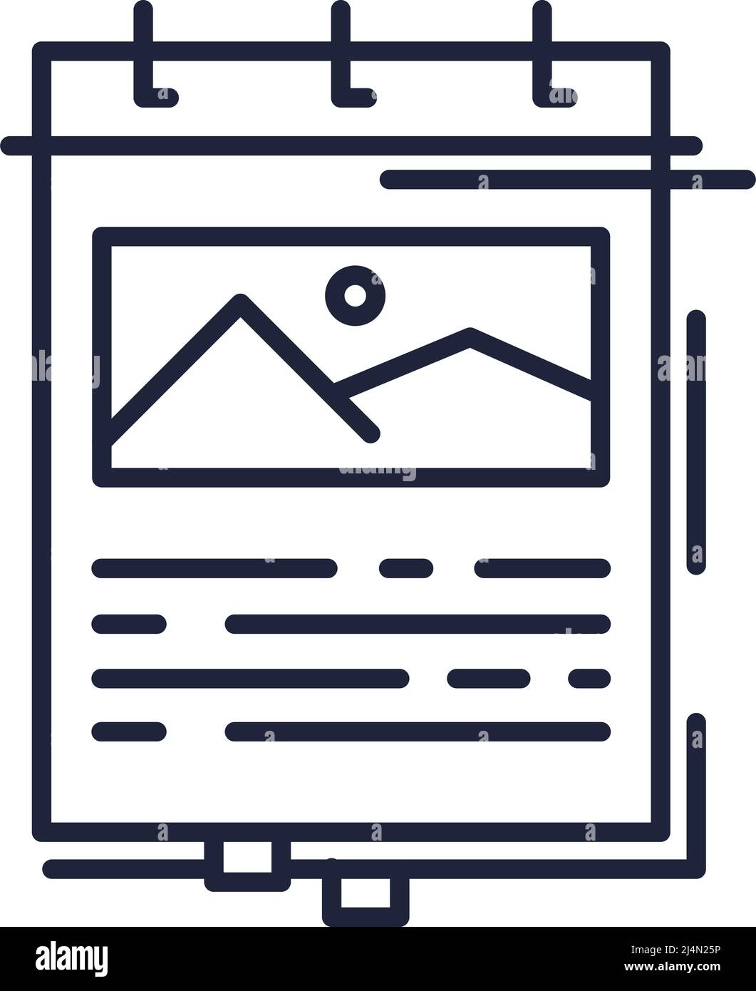 Document icon. Vector paper report page with simple text and image ...