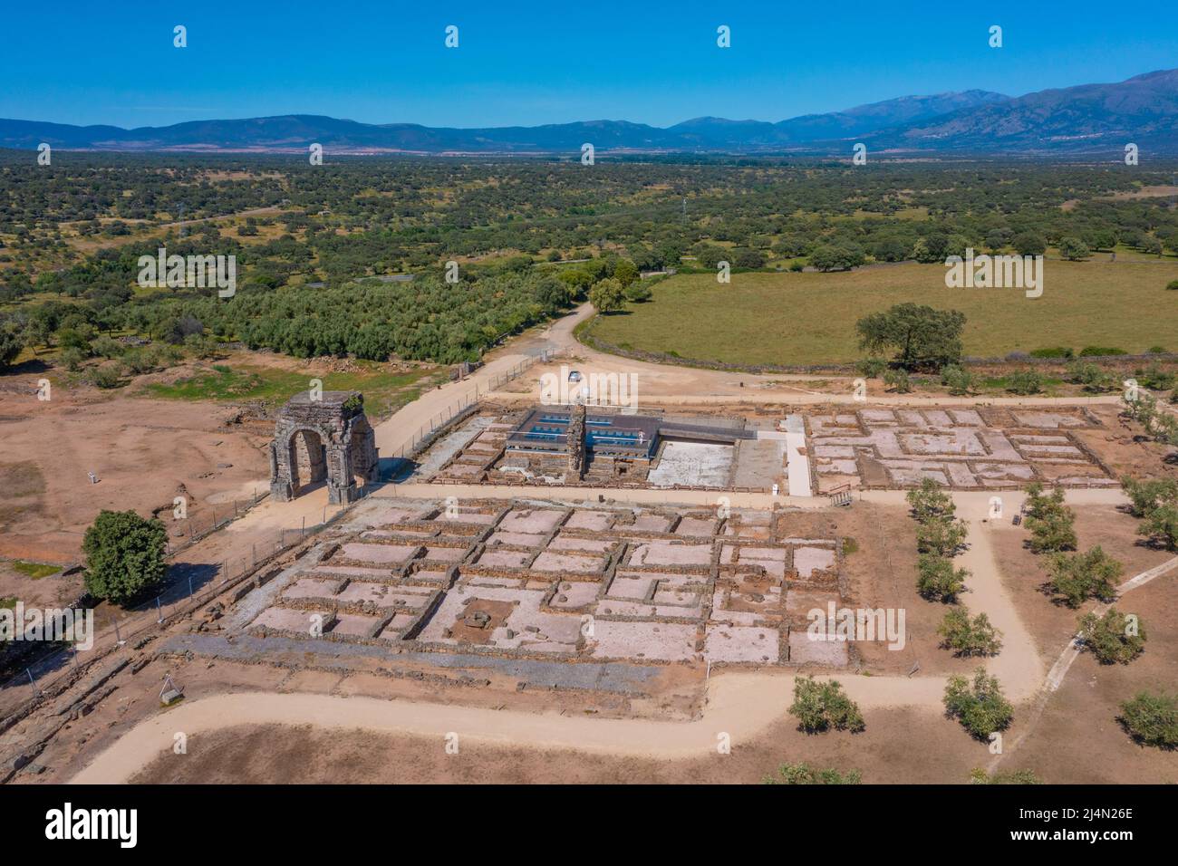 Aerial view of ruins of roman town Caparra in Spain Stock Photo - Alamy