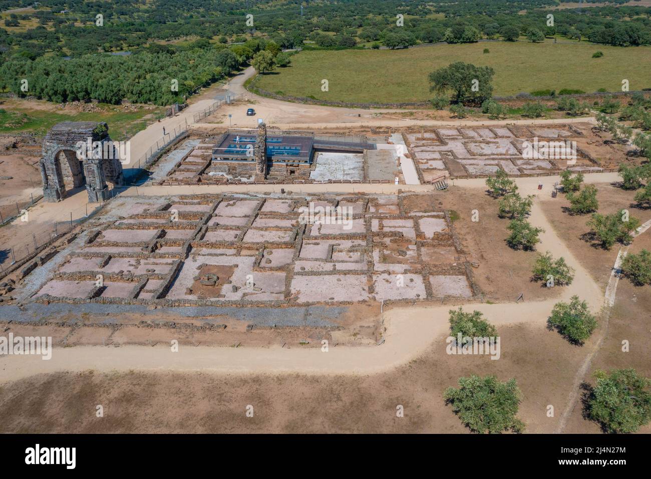 Aerial view of ruins of roman town Caparra in Spain Stock Photo - Alamy