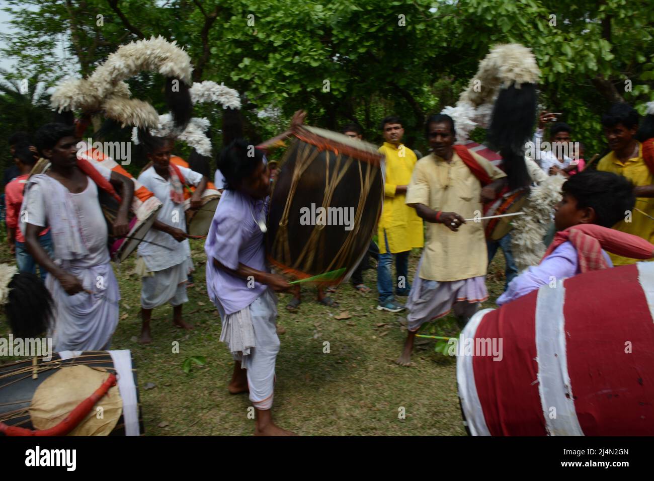 Dhakis are hindu traditional drummers who play the dhak (drum) during ...
