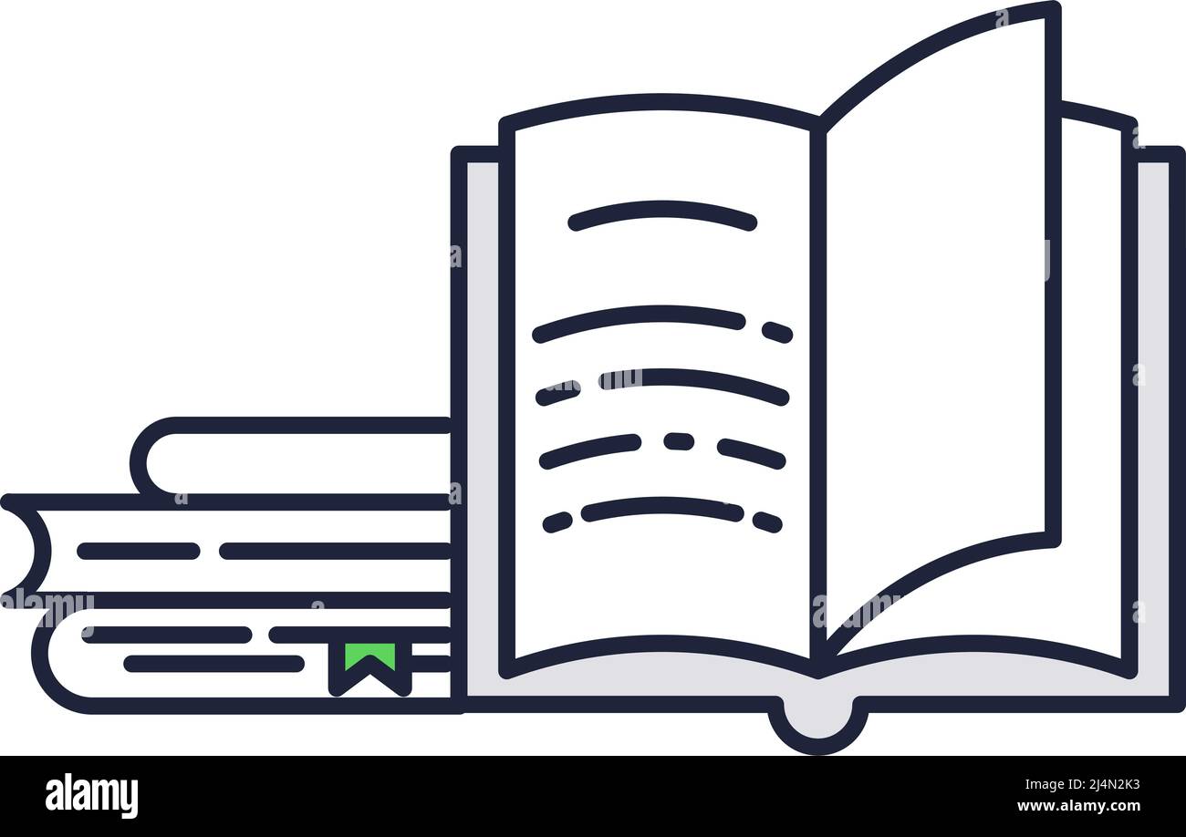 School open book and stack icon vector. Education and knowledge ...