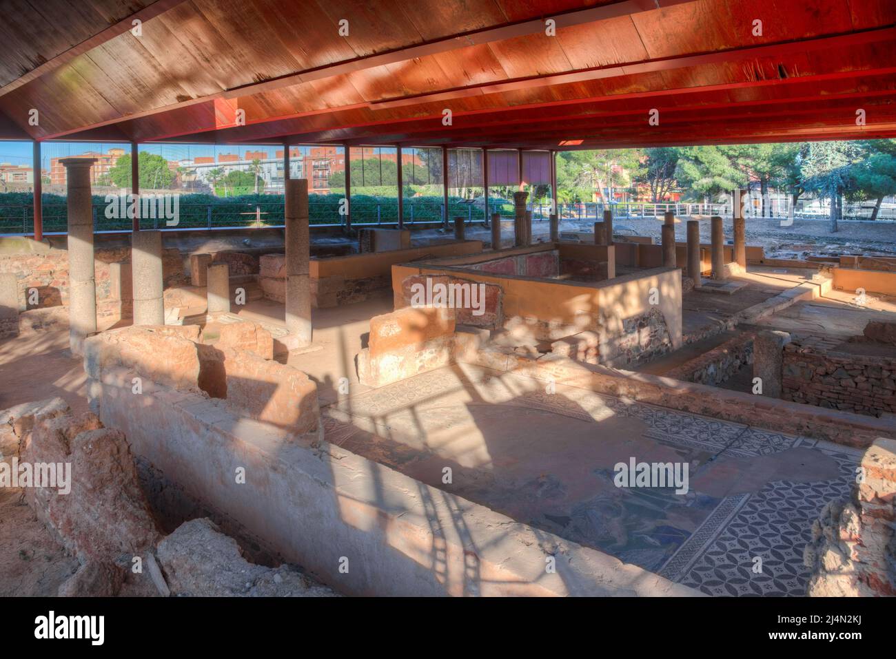 Roman ruins of Casa del Mitreo in Merida, Spain Stock Photo - Alamy