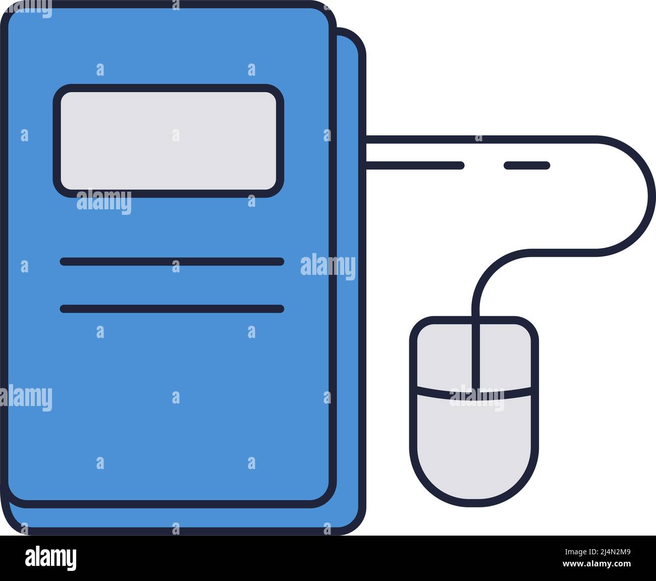 Book with computer mouse icon. Online education and elearning ...