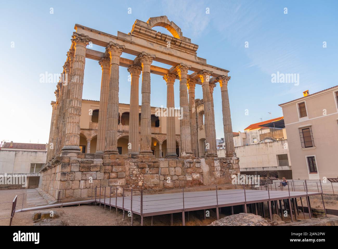 Sunset view of Temple of Diana in Merida, Spain Stock Photo - Alamy