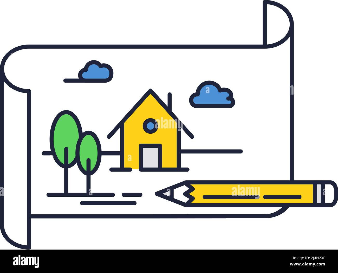 Sketch drawing icon childish picture flat vector Stock Vector Image ...