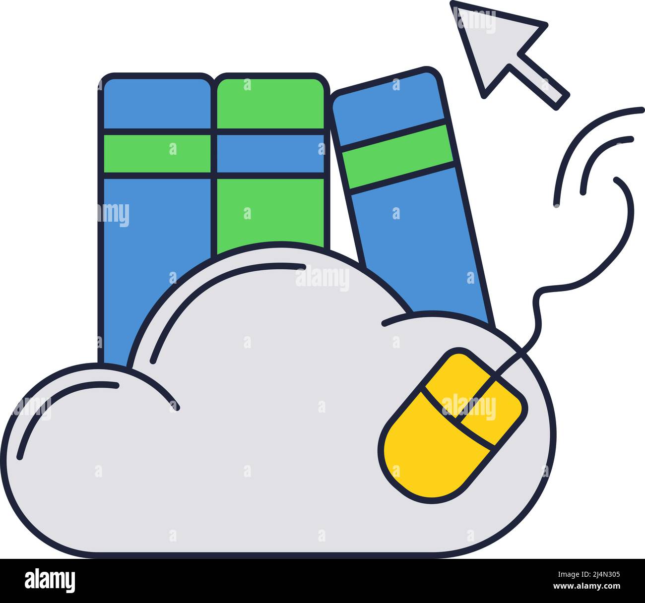 Library cloud icon digital book vector online knowledge access ...