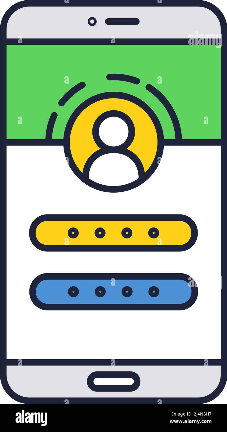 Sign in smartphone page vector icon isolated on white. Mobile app ...