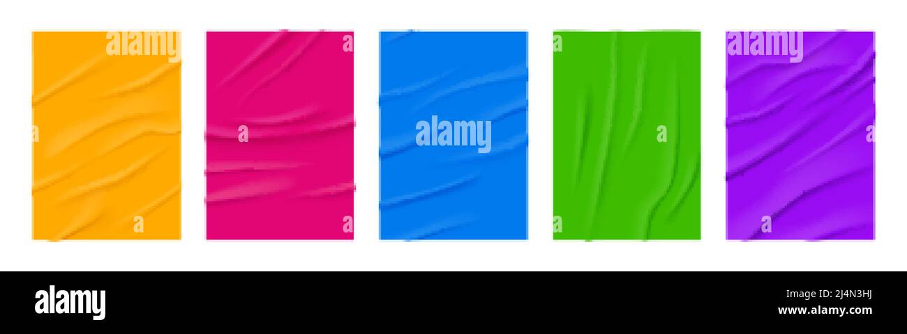 Glued color paper posters. Realistic texture of wet paper sheet or ...