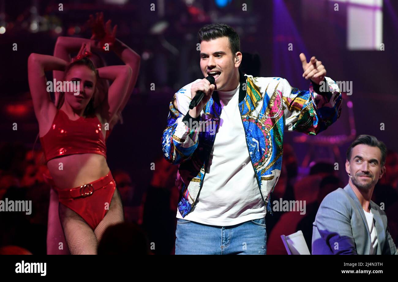 Cologne, Germany. 16th Apr, 2022. Singer Domenico Tarantino sings ...