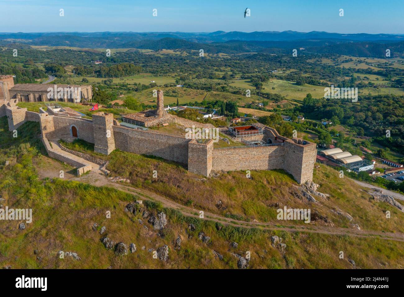 Panorama view of castle in Spanish town Aracena Stock Photo - Alamy