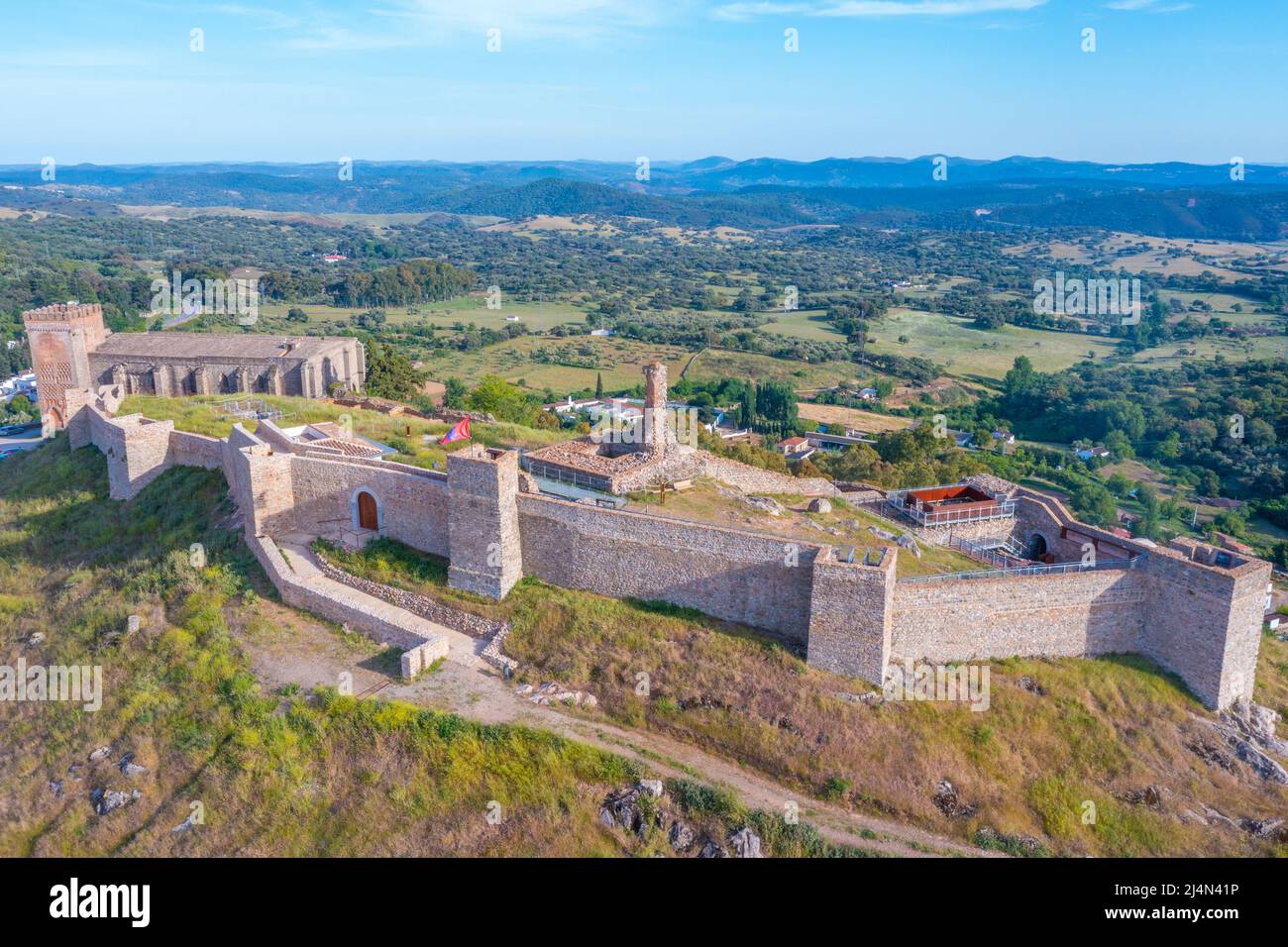 Panorama view of castle in Spanish town Aracena Stock Photo - Alamy