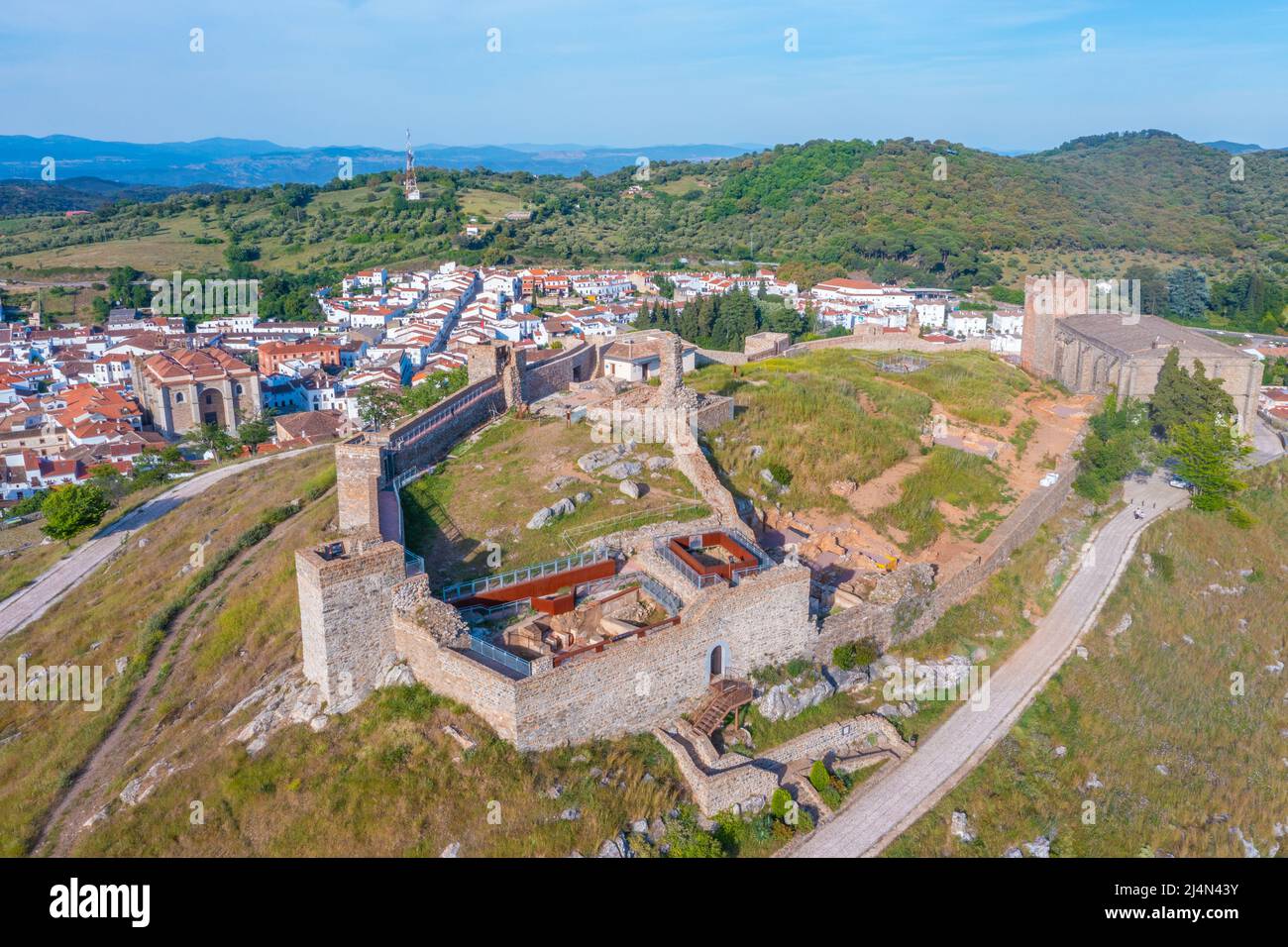 Panorama view of castle in Spanish town Aracena Stock Photo - Alamy