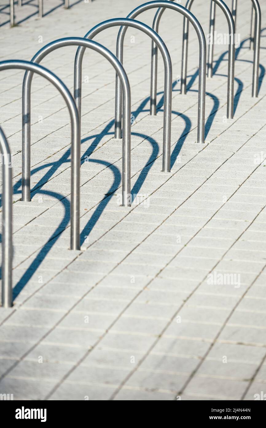 Multiple stainless steel secured empty bike stand vacant racks designed ...