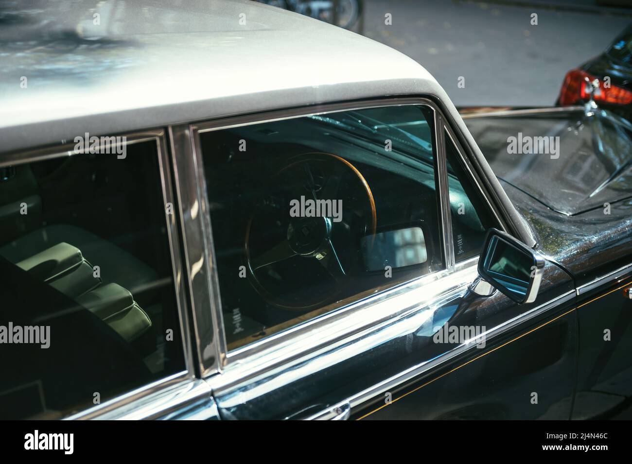 Paris, France - Sep 12, 2015: Lateral view of luxury Rolls-Royce Silver ...