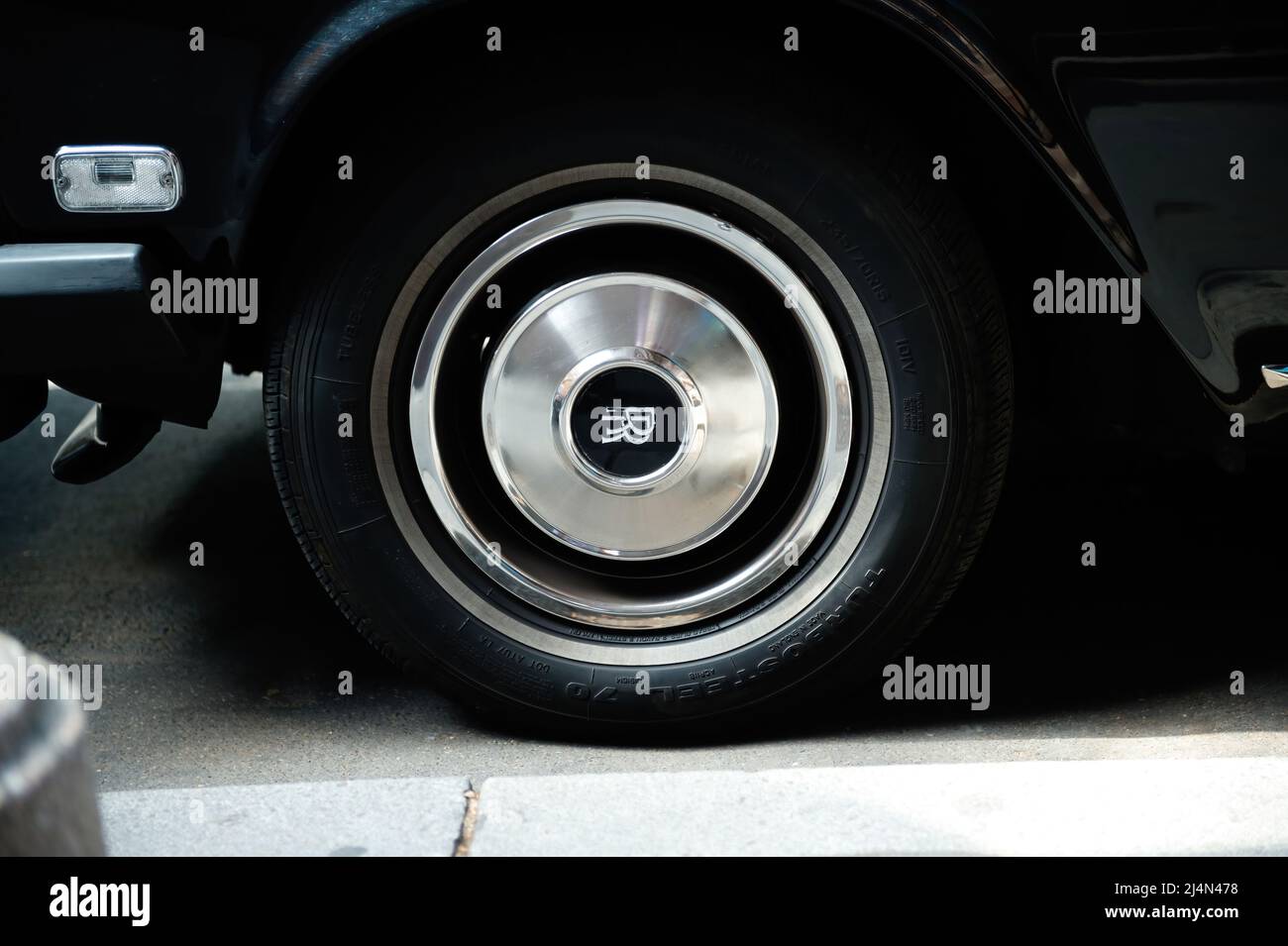 Paris, France - Sep 12, 2015: Close-up lateral view of luxury Rolls ...