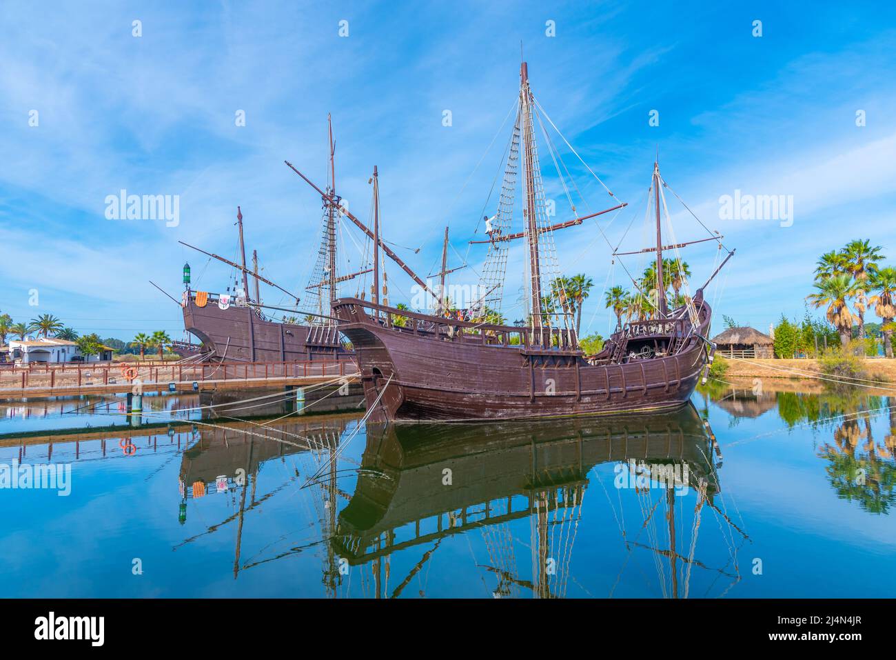Replicas of Columbus ships Nina, Pinta and Santa Maria at Muelle de las ...