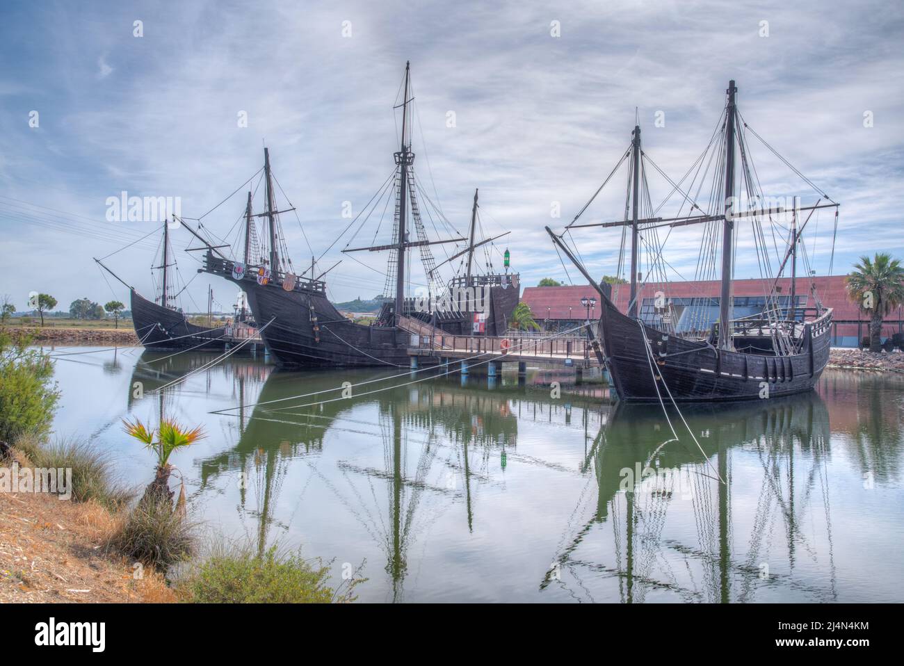 Replicas of Columbus ships Nina, Pinta and Santa Maria at Muelle de las ...