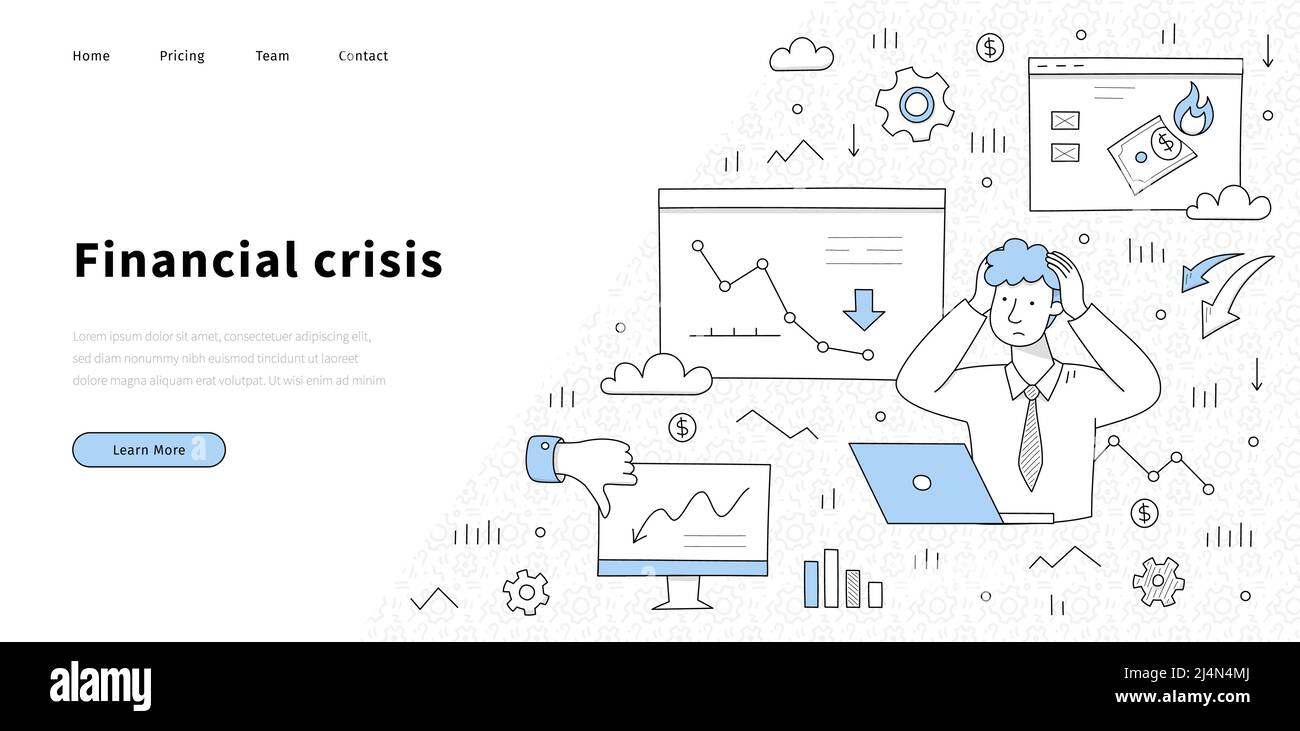 Financial crisis banner. Concept of economic decrease, bankruptcy, finance decline. Vector ...