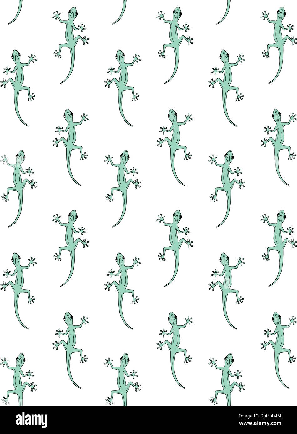 Vector seamless pattern of green hand drawn doodle sketch gecko lizard ...