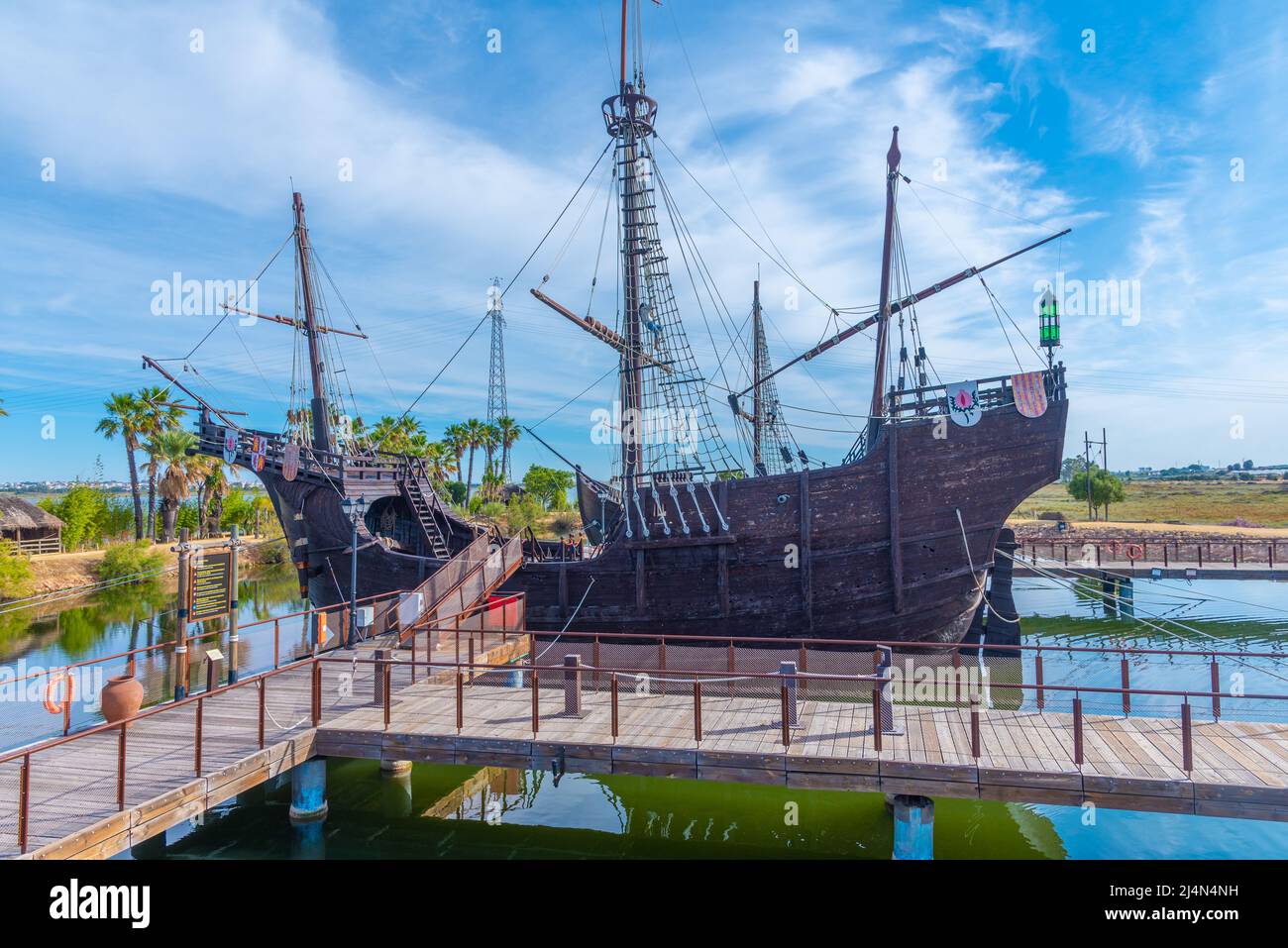 Replicas of Columbus ships Nina, Pinta and Santa Maria at Muelle de las ...