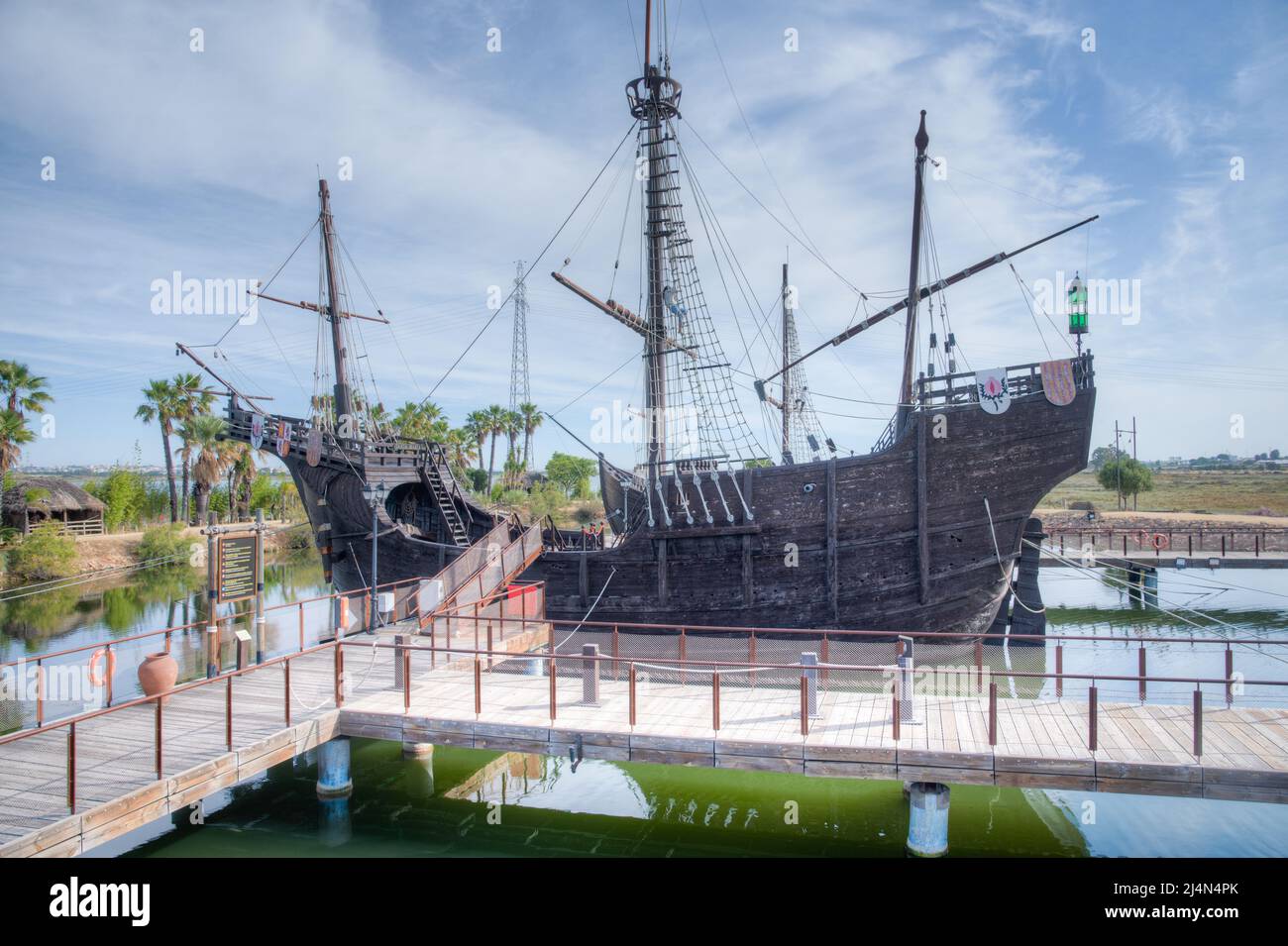 Replicas of Columbus ships Nina, Pinta and Santa Maria at Muelle de las ...