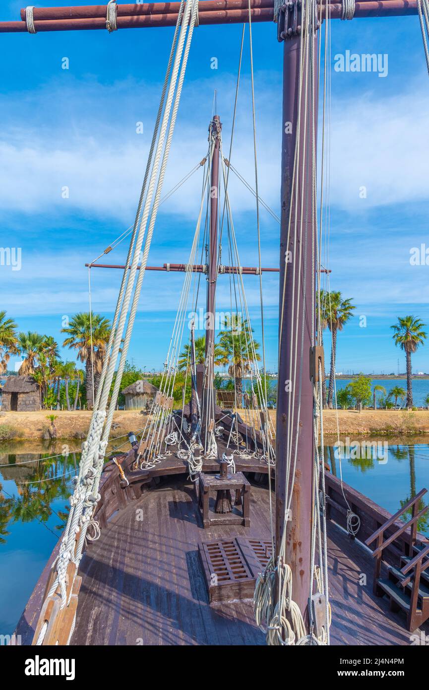 Replicas of Columbus ships Nina, Pinta and Santa Maria at Muelle de las ...
