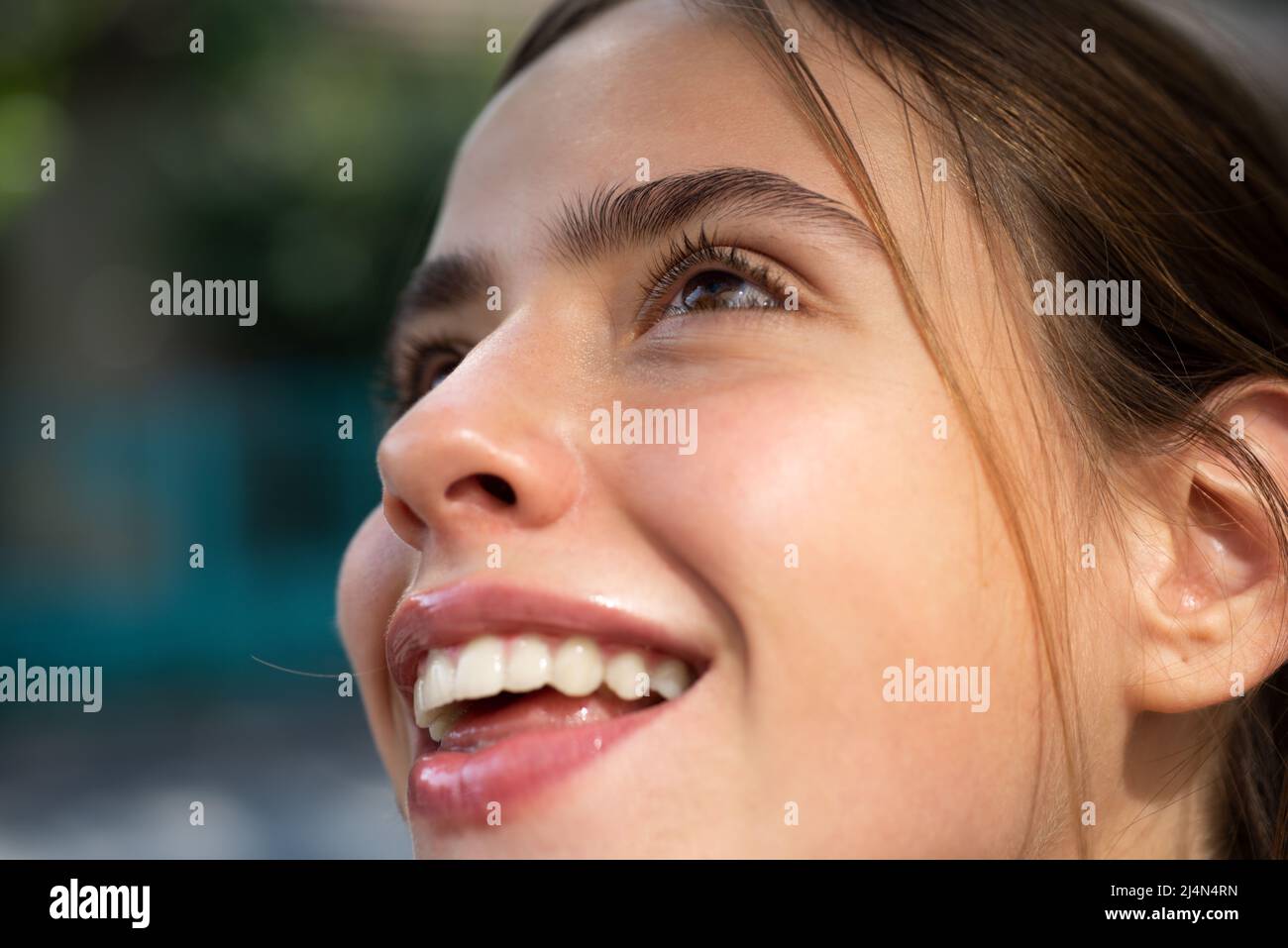 Laughing woman. Portrait of happy smiling girl. Cheerful young ...