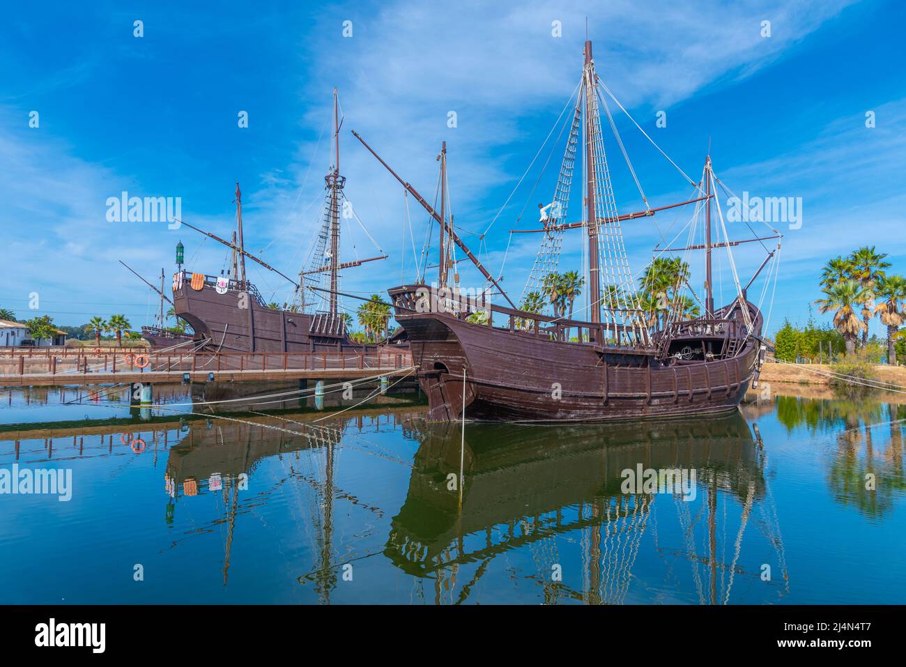 Replicas of Columbus ships Nina, Pinta and Santa Maria at Muelle de las ...