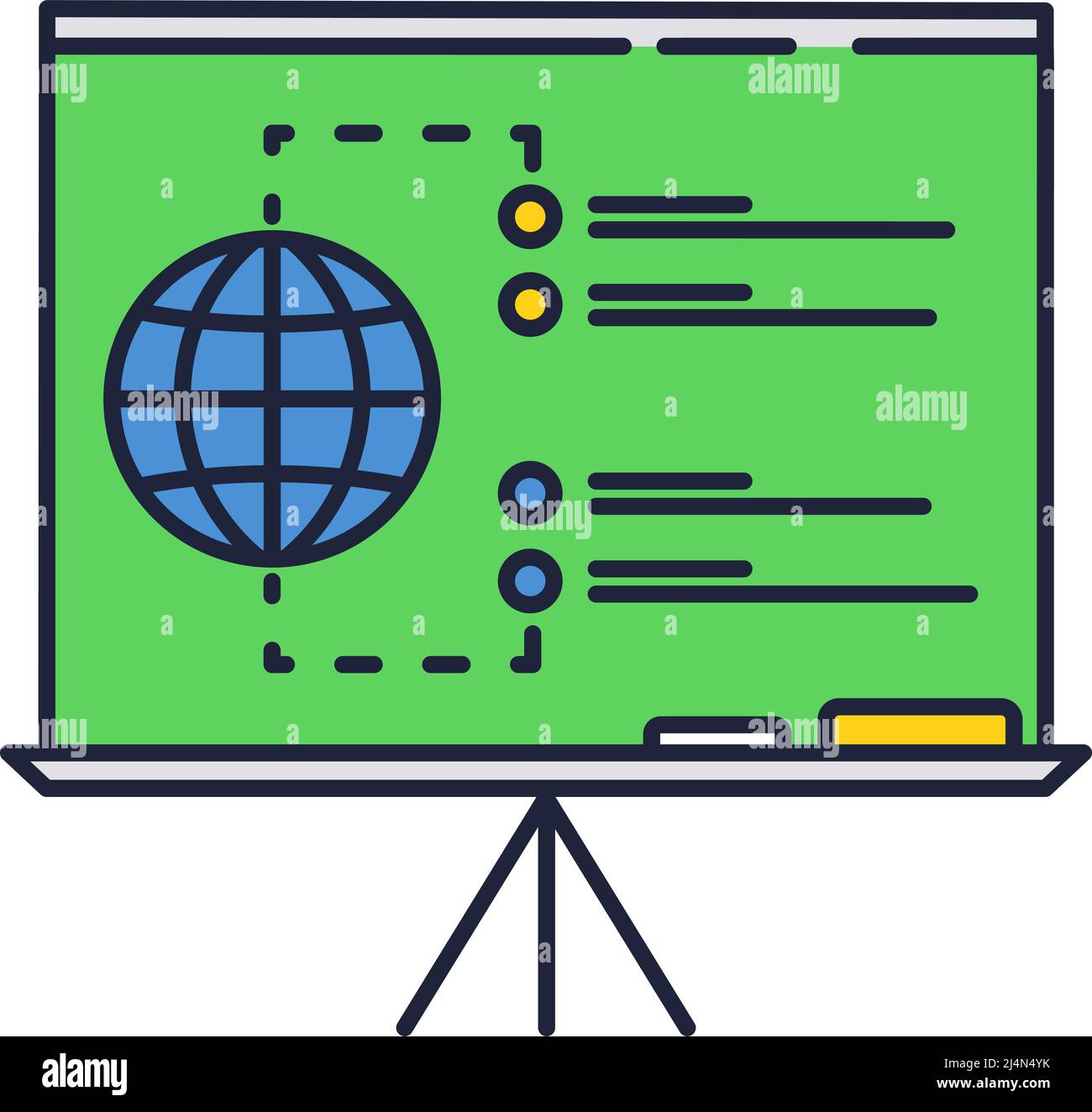 Geography school chalk board flat vector icon. Education and geographic ...