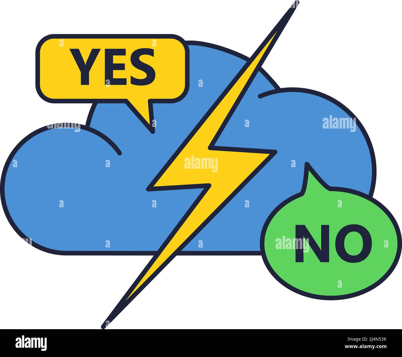 Yes no argument icon. Argue vector cloud with lightning design ...