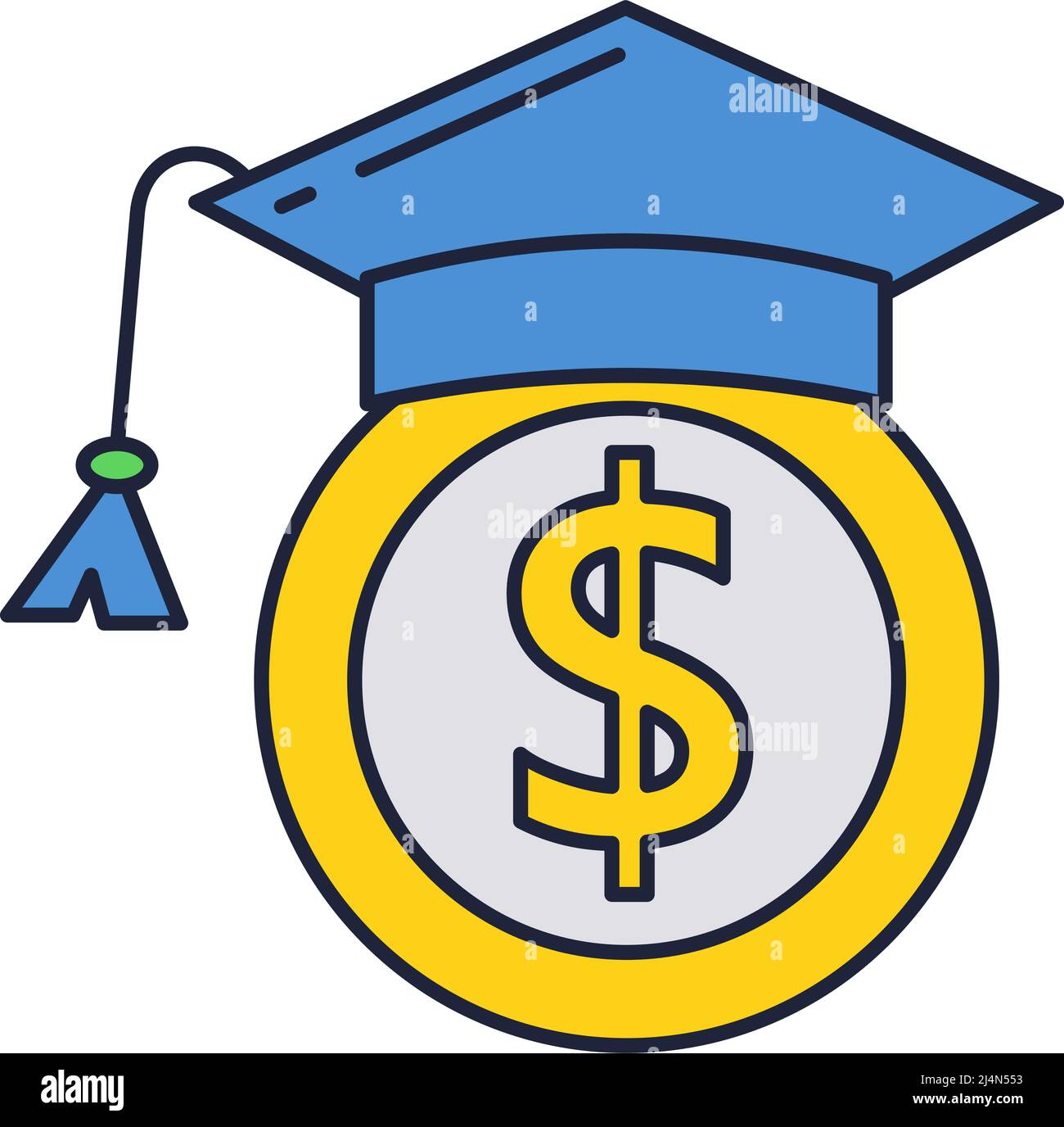 Tuition fee icon. Investment in education vector. Dollar money coin and ...
